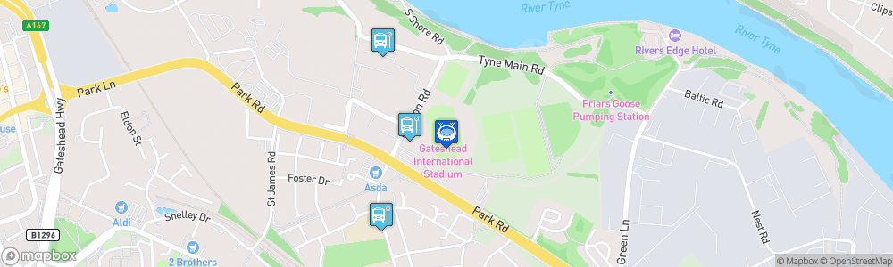 Transports de Gateshead International Stadium • OStadium.com